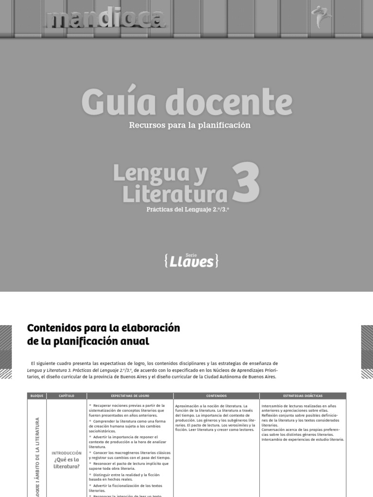 Guía Docente: Lengua y Literatura 3 | PDF | Teatro | Poesía