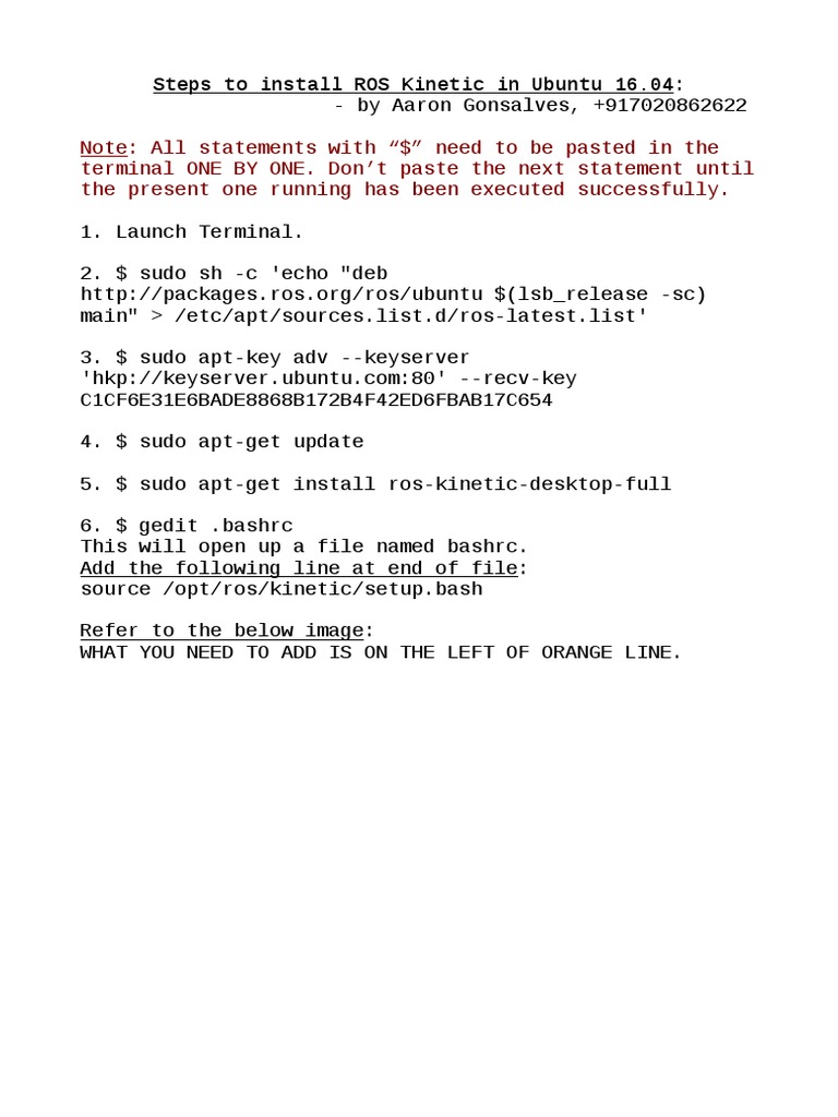 UBUNTU ROS Kinetic Installation | PDF | Computers | Technology ...