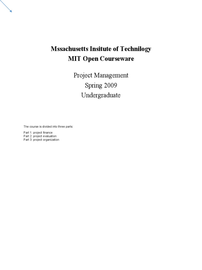 MIT Open Courseware Project Management - 2009 | PDF | Public–Private ...