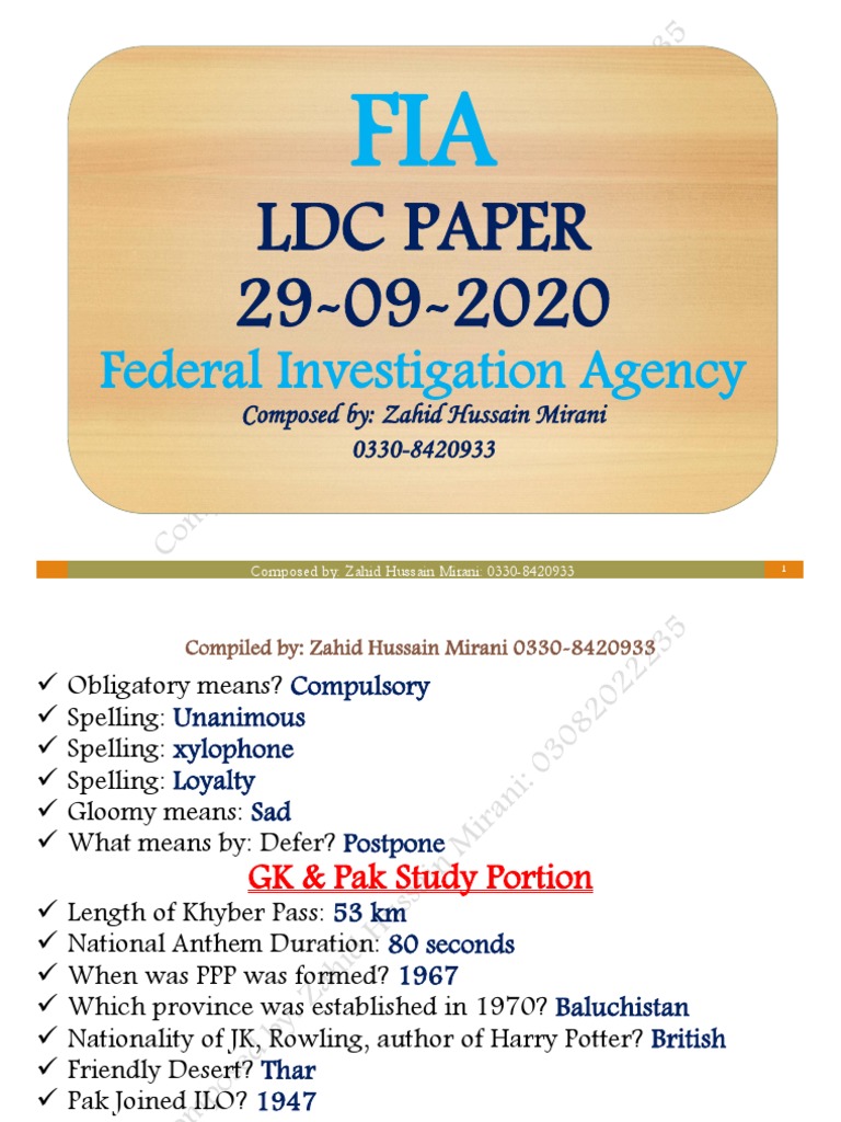 Past FIA LDC Paper | Download Free PDF | Pakistan
