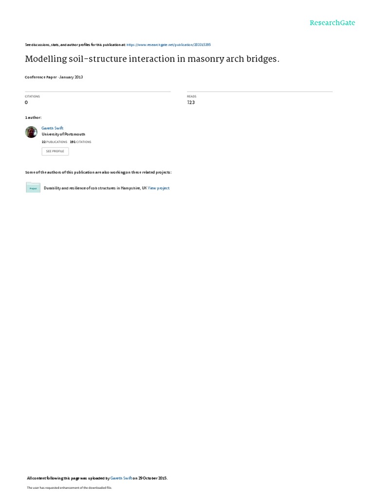 Modelling Soil-Structure Interaction in Masonry Arch Bridges | PDF | Bridge | Finite Element Method