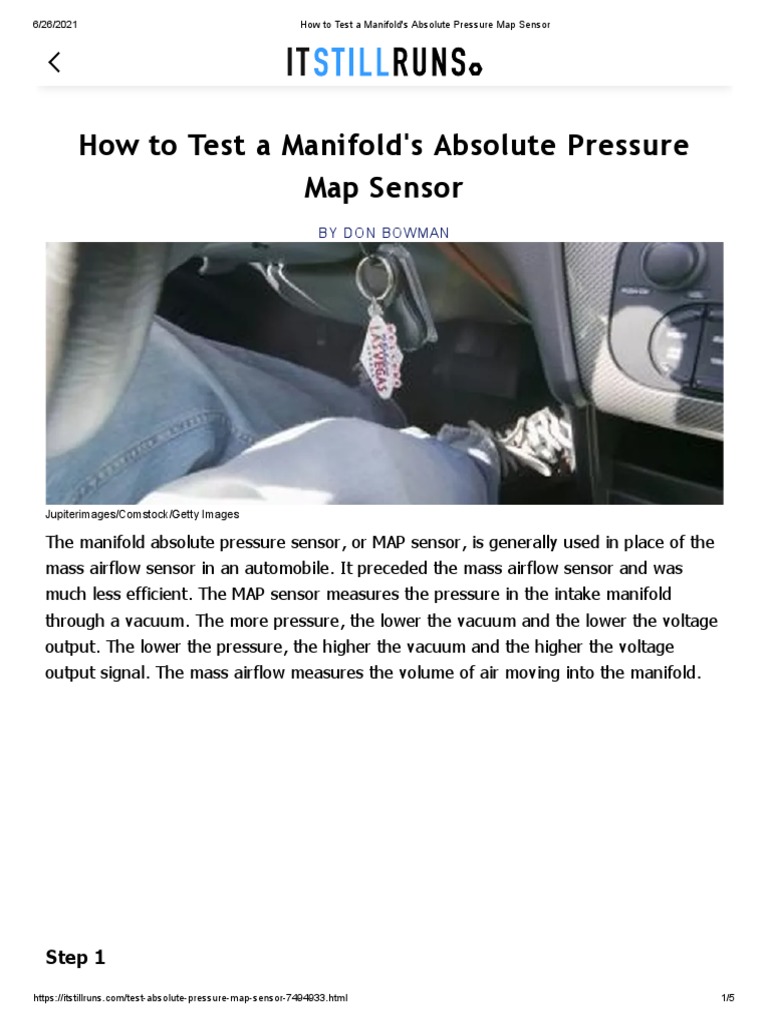 How To Test A Manifold's Absolute Pressure Map Sensor | PDF ...