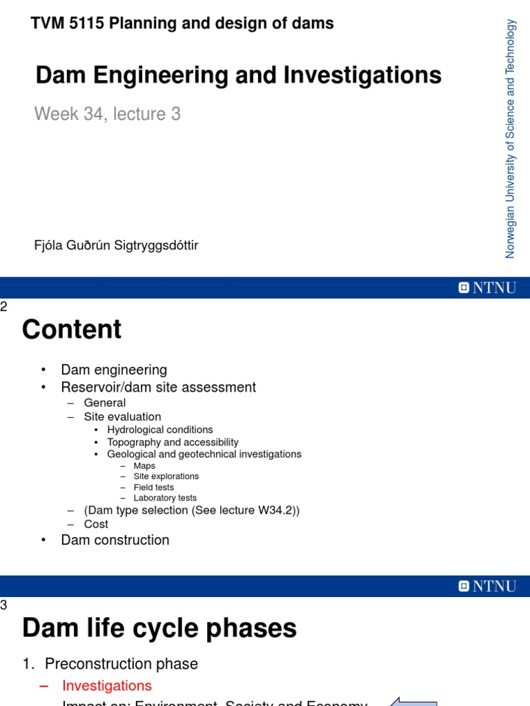 Planning and Design of Dams, Week 1, Dam Site and Investigations | PDF ...