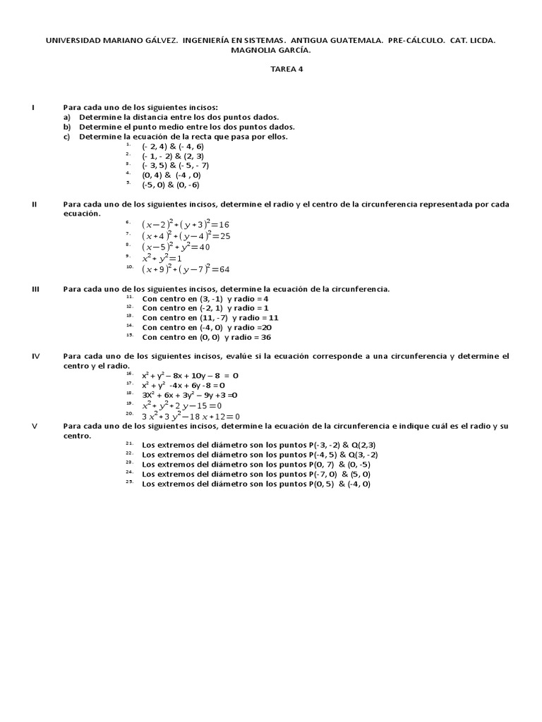 Problemas de Precalculo | PDF | Geometría Elemental | Geometría analítica
