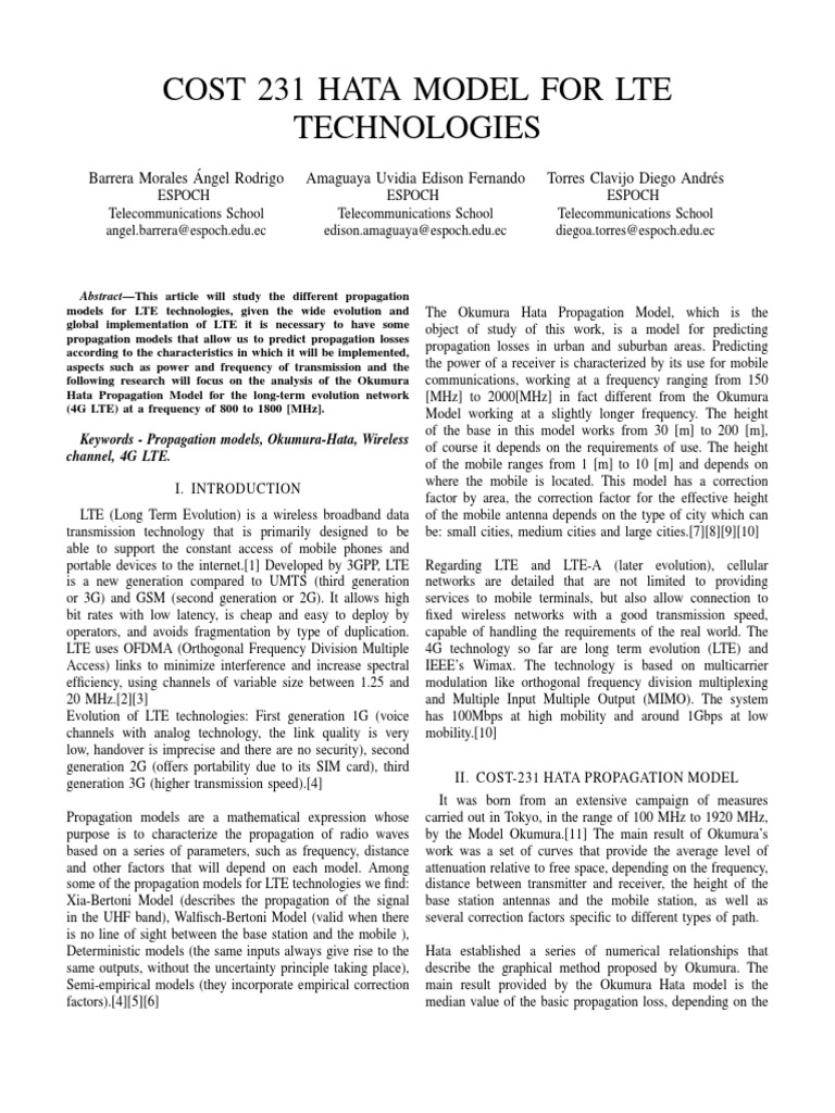 Lte Cost 231 Hata | PDF | 4 G | Lte (Telecommunication)