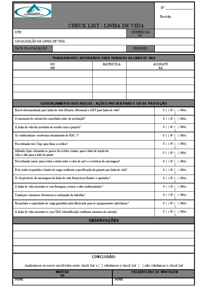 Check - List Linha de Vida | PDF