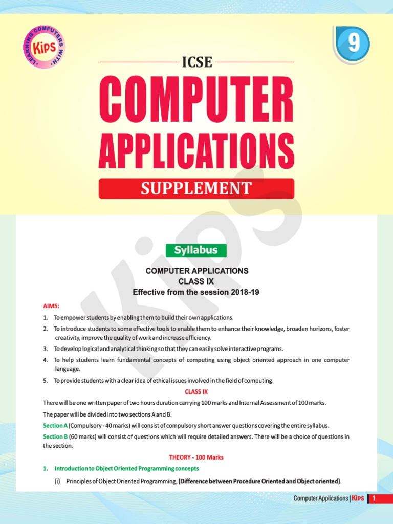 Icse Supplement 2 July Pdf Object Oriented Programming Class Computer Programming