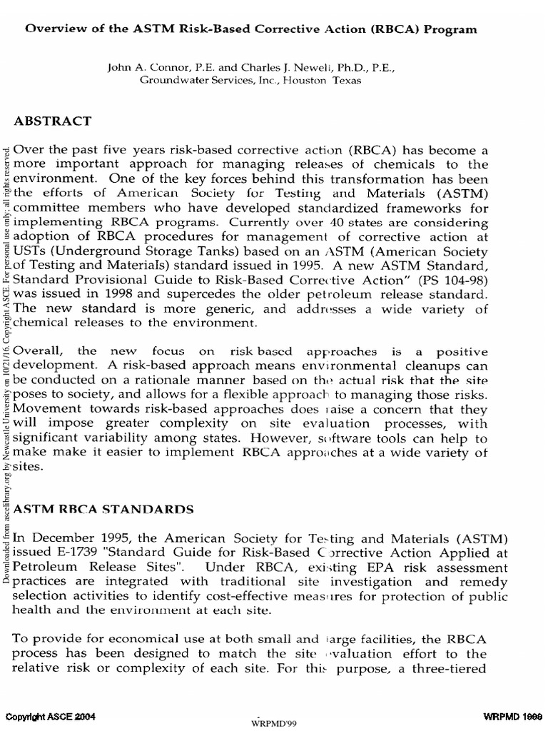 Overview of The ASTM Risk-Based Corrective Action (RBCA) Program | PDF | Risk | Risk Assessment