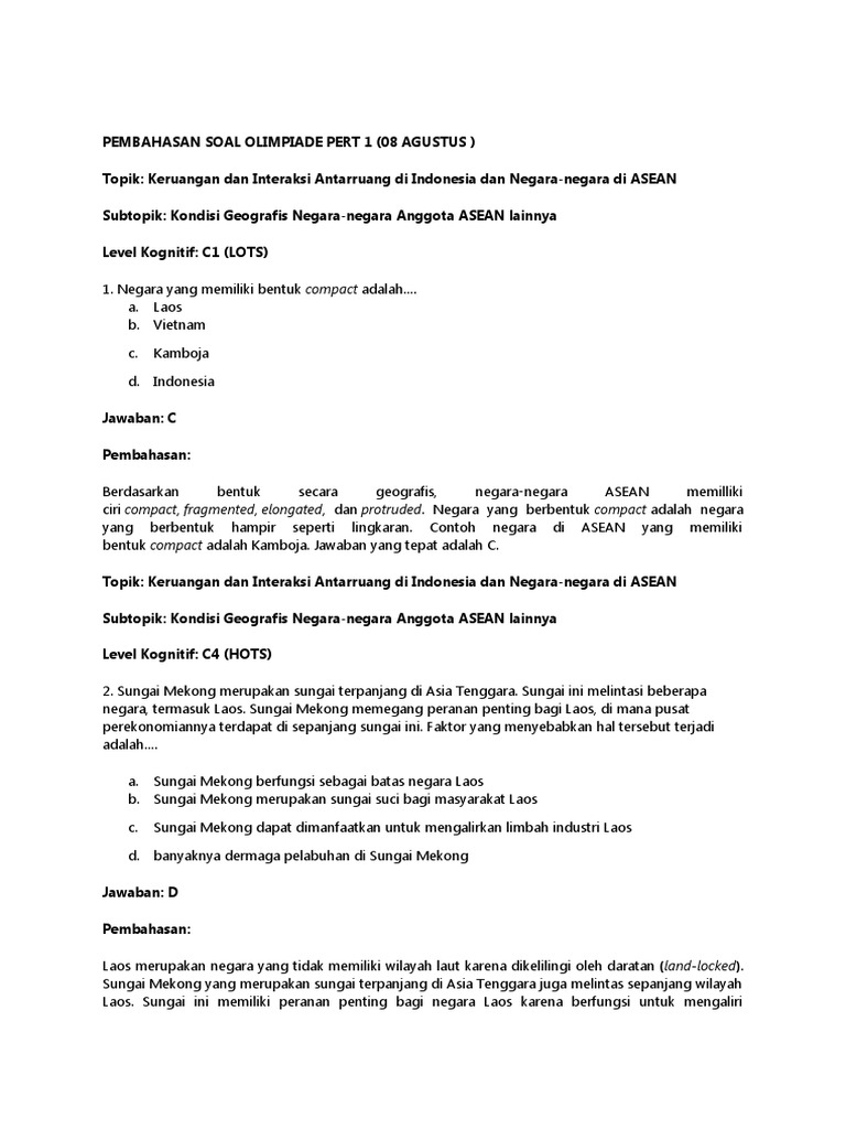 Pembahasan Soal Olimpiade Pert 1 | PDF