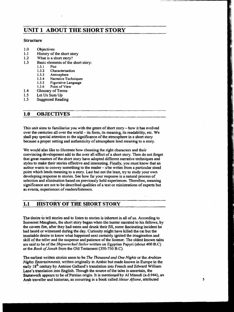 Unit About The Short Story: Structure | PDF | Narration | Narrative