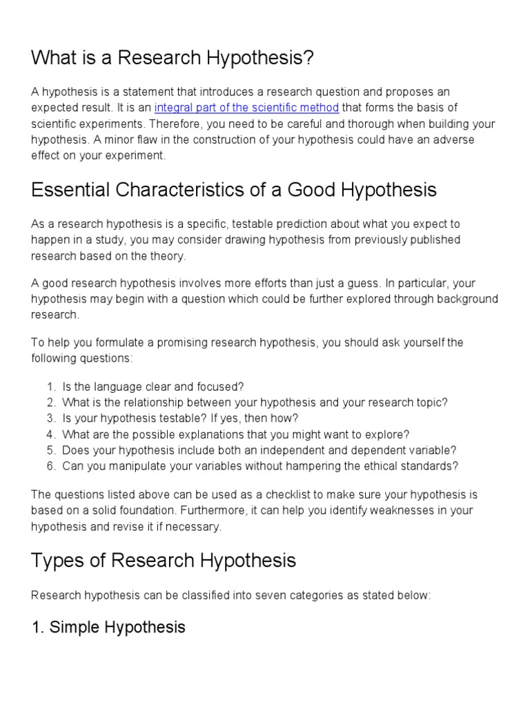 Types Of Research Hypothesis