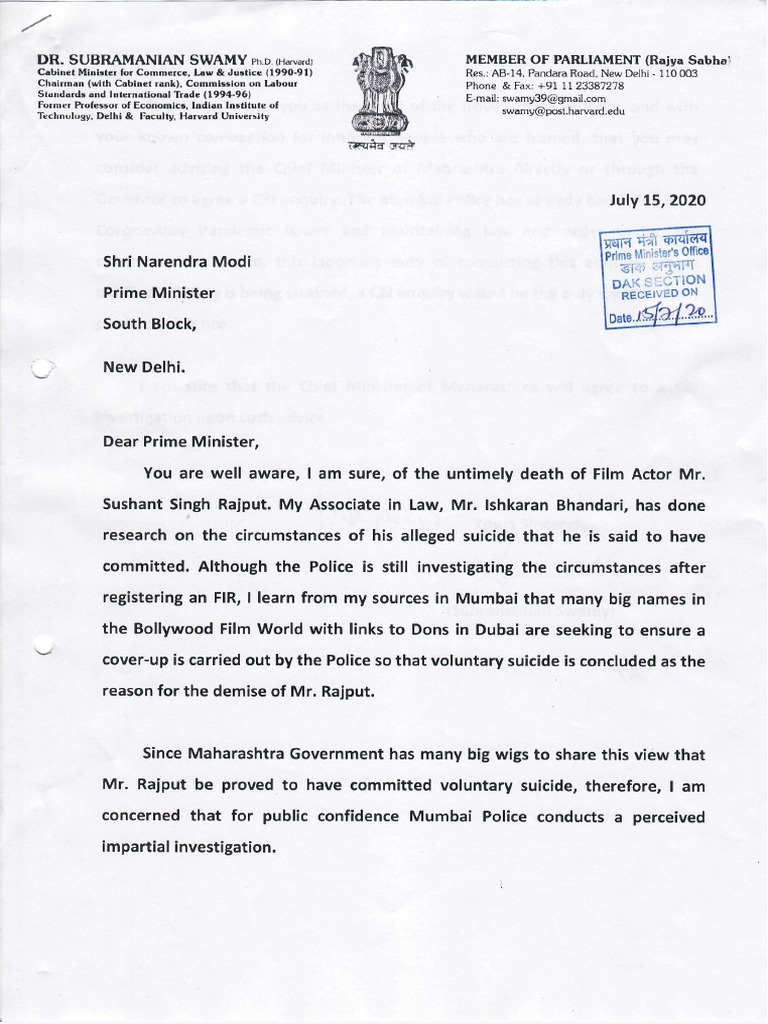 Prime Minister Letter | PDF