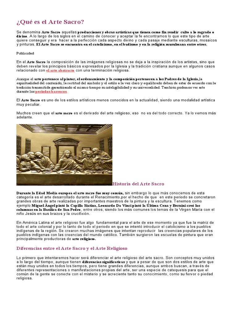 Definición y Tipos de Arte Sacro | PDF | Ciencias sociales | Arte