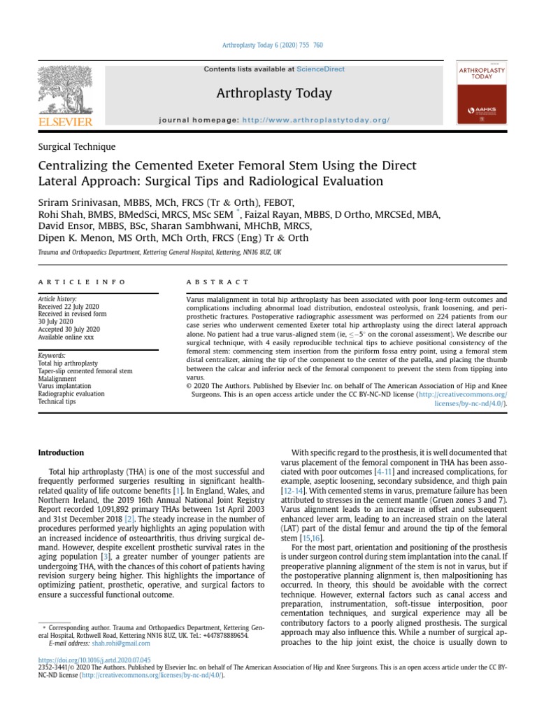 How To Avoid Varus Stem in THR | PDF | Lower Limb Anatomy | Human Anatomy
