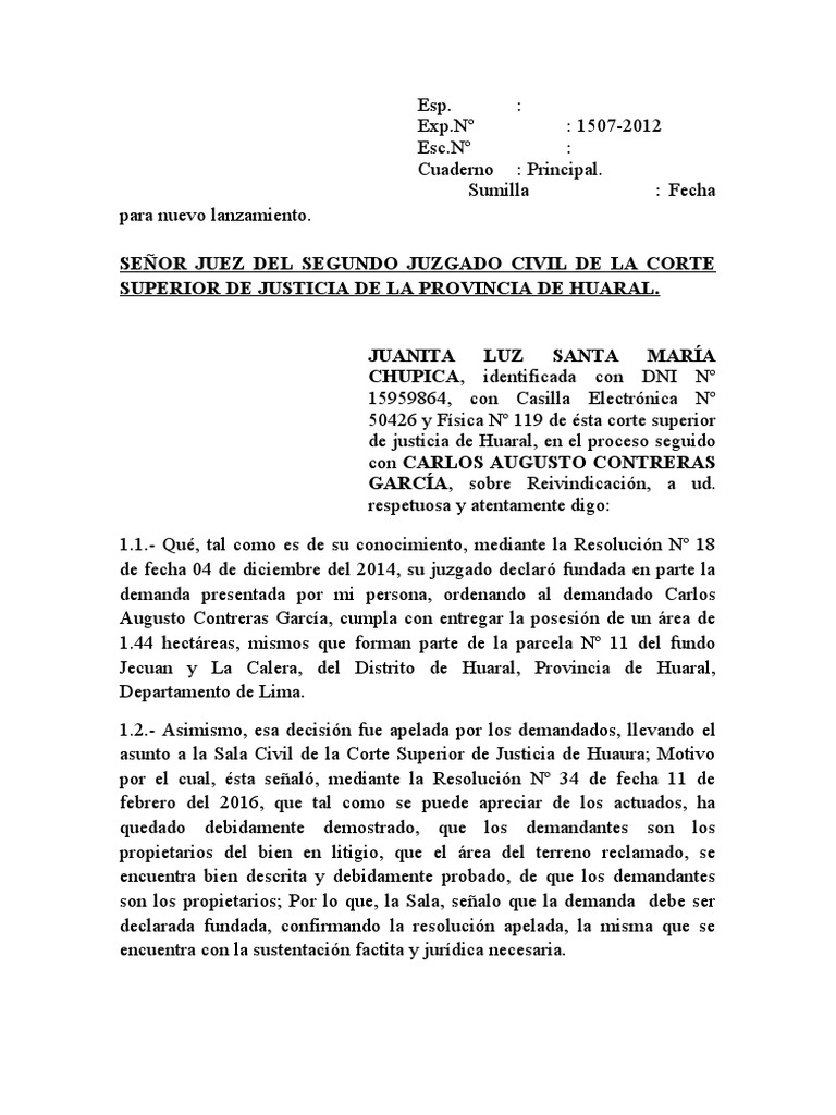 Solicito Disponga Fecha para Nuevo Lanzamiento | PDF | Justicia | Crimen y violencia