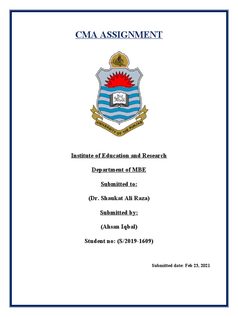 CMA Assignment | PDF | Inventory | Cost Of Goods Sold
