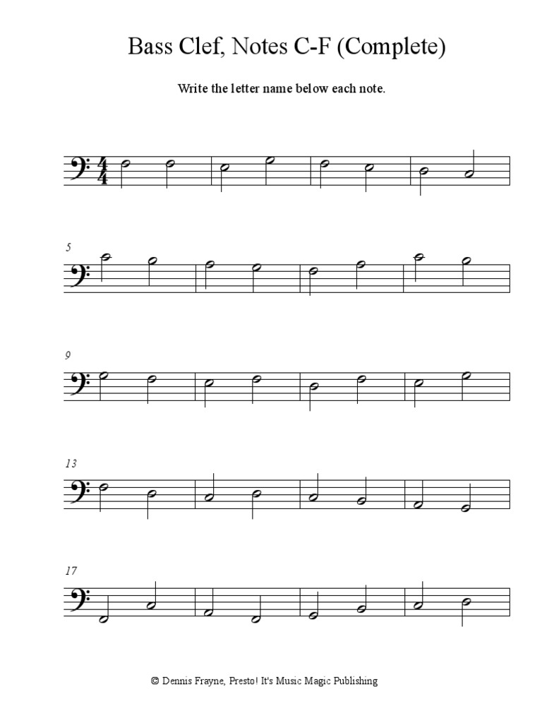 Bass Clef Note Naming Complete | PDF
