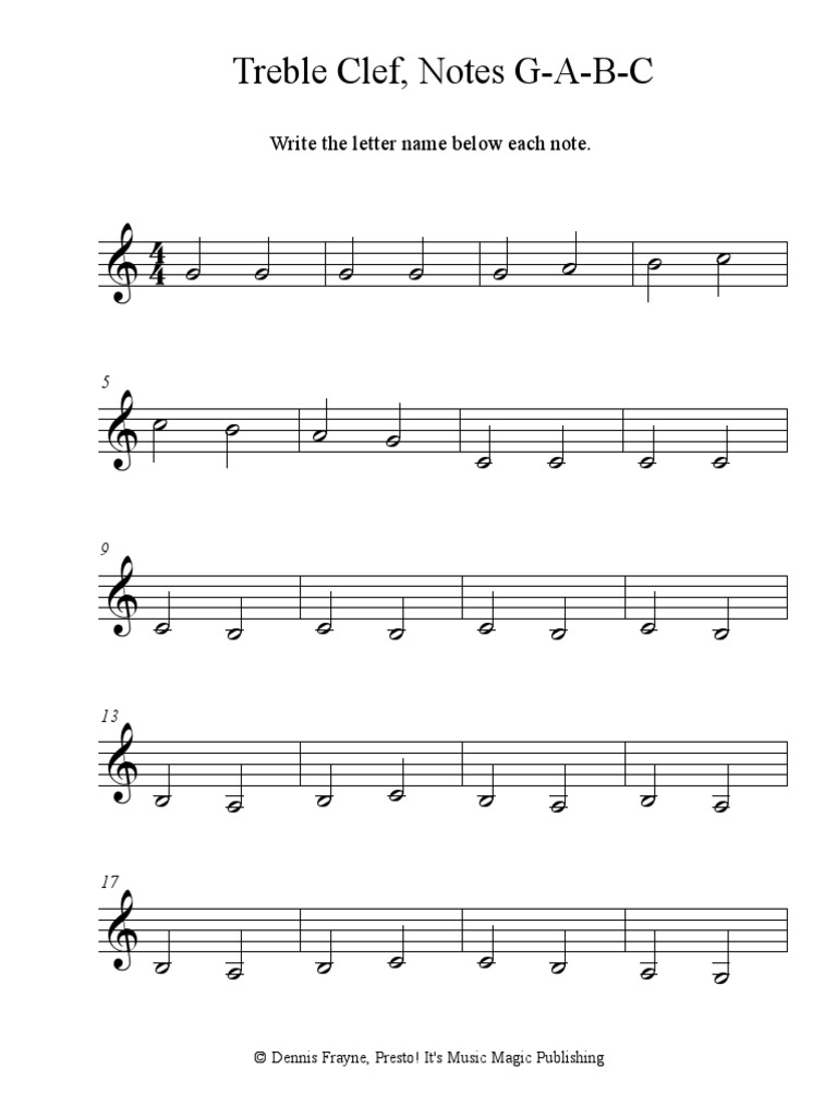 Treble Note Naming Ledger Lines Below | PDF