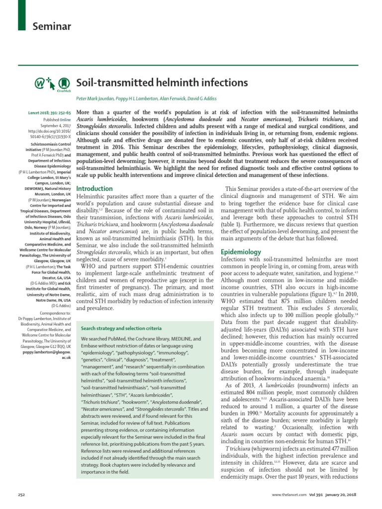 Soil-Transmitted Helminth Infections Lancet 2018 | PDF | Infection ...