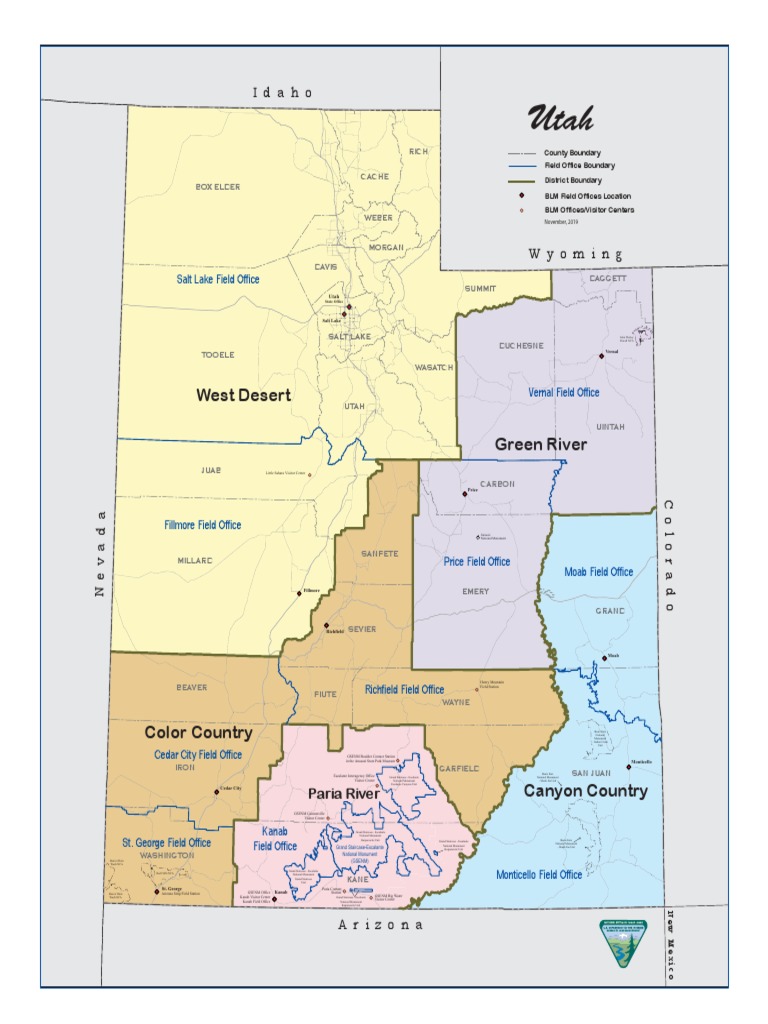 BLM Utah Administrative Boundaries Map | PDF | Utah | United States ...