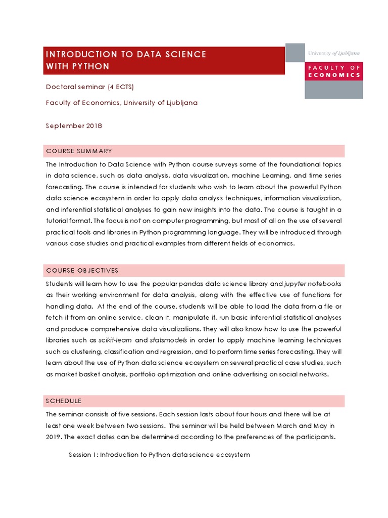 Introduction To Data Science With Python | PDF | Data Science | Data Analysis