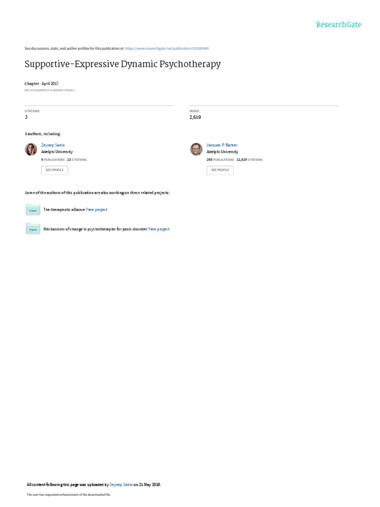 Supportive-Expressive Dynamic Psychotherapy: April 2017 | PDF ...