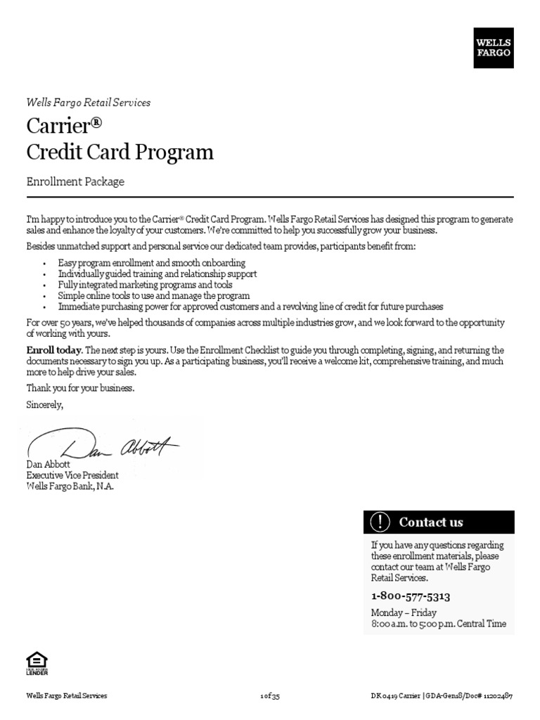 Carrier Credit Card Program: Enrollment Package | PDF | Limited ...