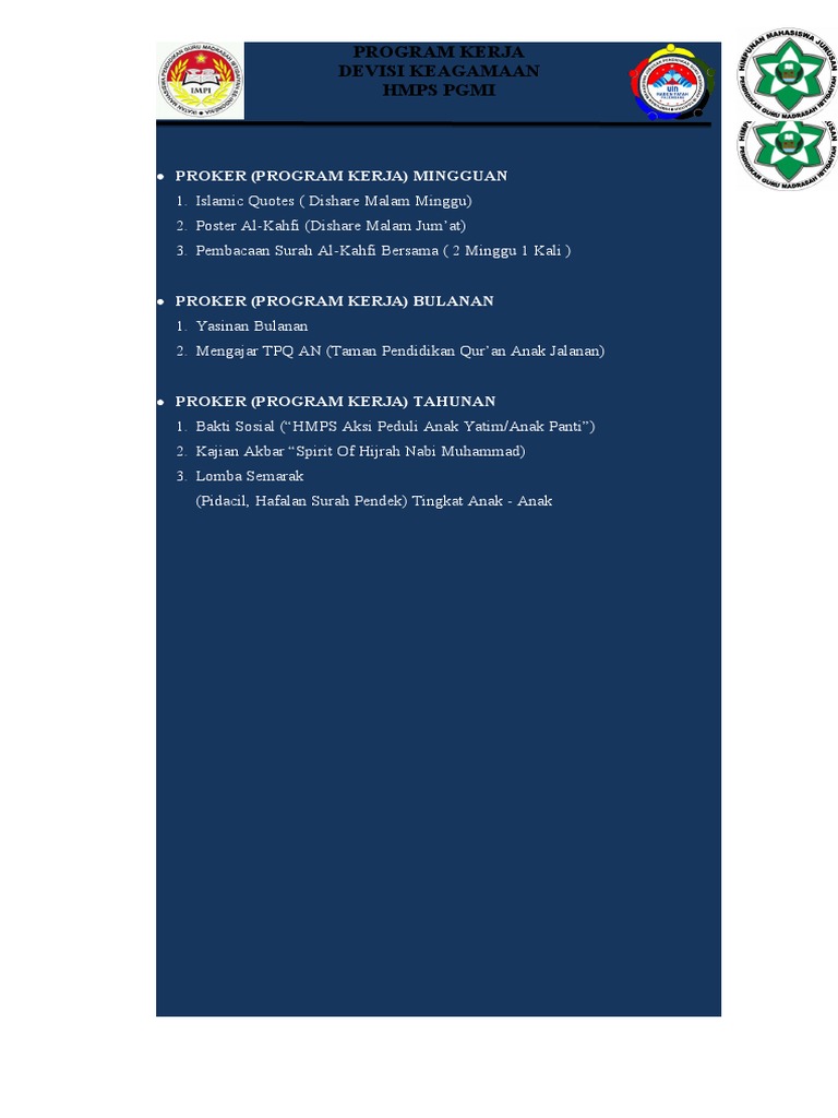 Proker Keagamaan Tahun 2021 | PDF