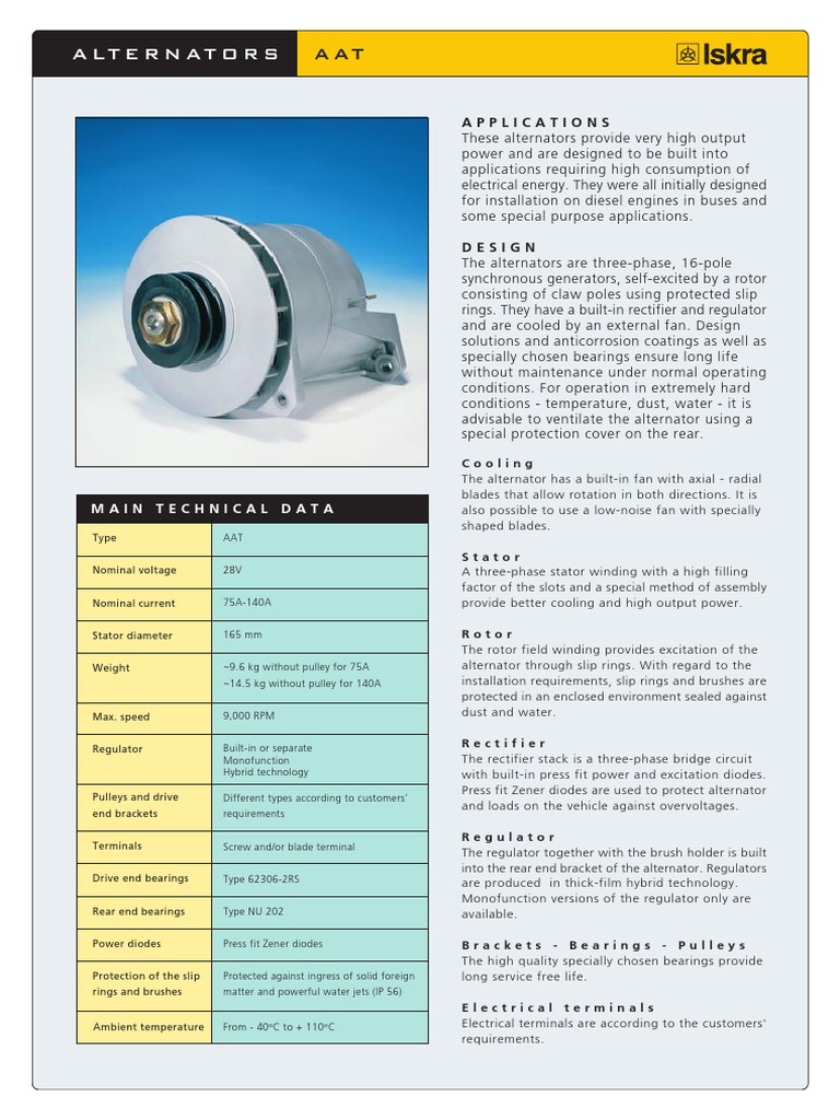 Iskra Alternators AAT | PDF | Electrical Engineering | Electrical Equipment