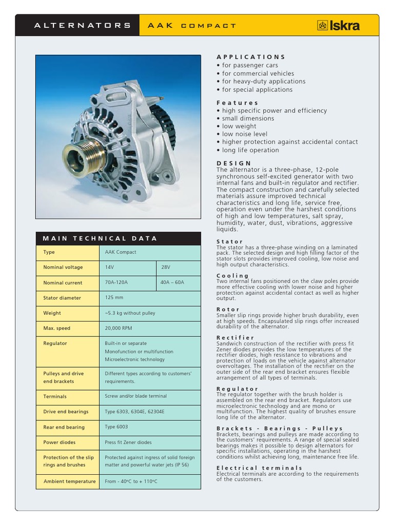 Iskra Alternators AAK C | PDF | Rectifier | Electrical Engineering