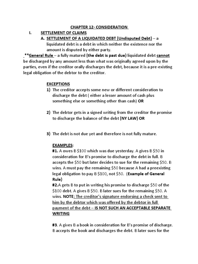 Liquidated vs. Unliquidated Debt Settlement | PDF | Debt | Debtor