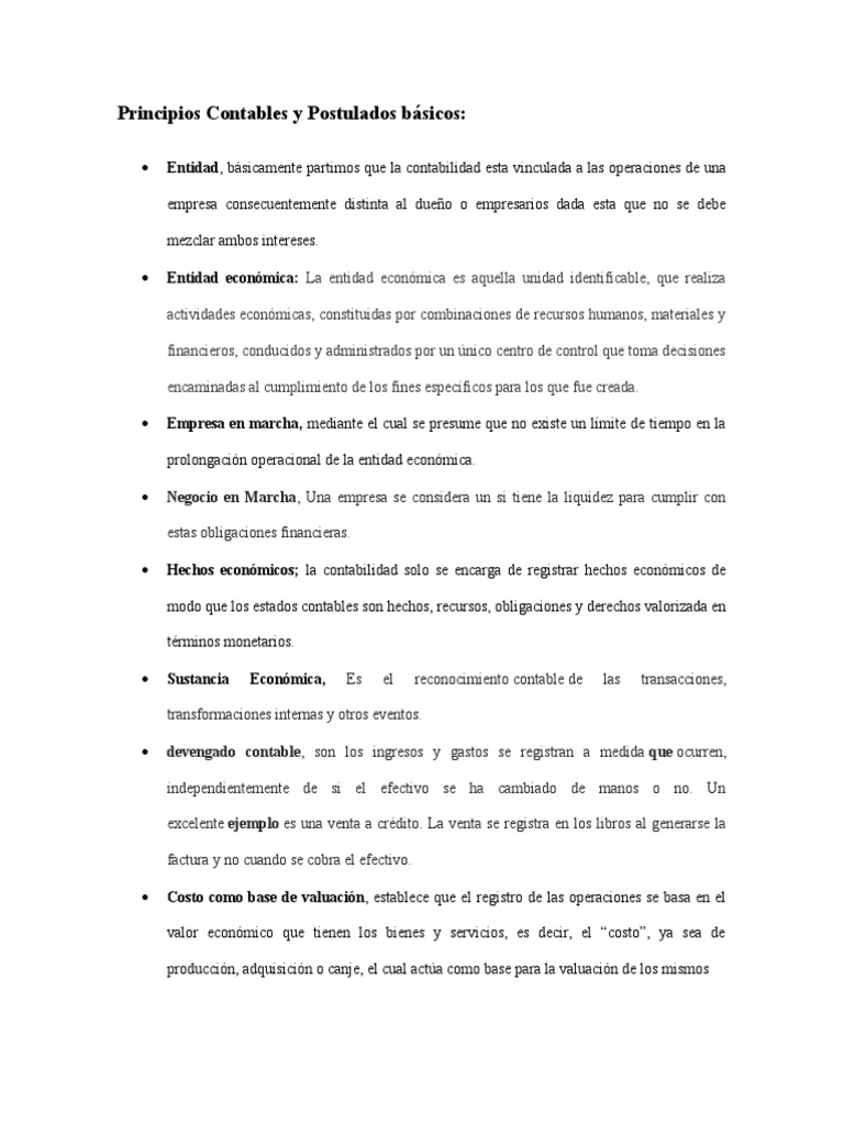 Principios Contables y Postulados Básicos | PDF | Contabilidad | Devengo