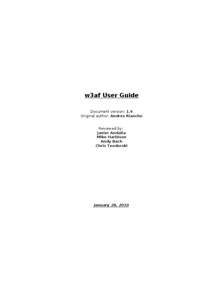 W3af User Guide: Document Version: 1.9 Original Author: Andres Riancho | PDF | Command Line ...