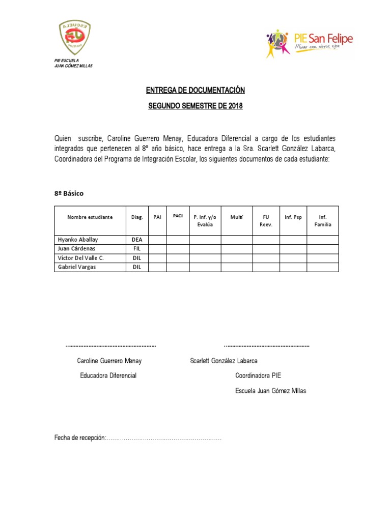 Formato de Entrega de Documentos | PDF