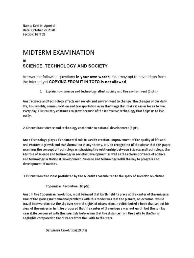 Midterm Exam Sts | PDF | Science | Psychoanalysis
