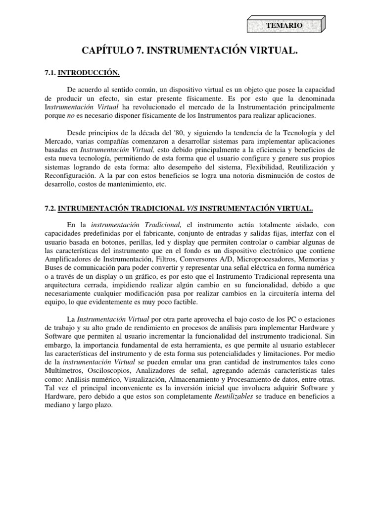 Capitulo 7. Instrumentacion Virtual | PDF | Adquisición de datos | Hardware de la computadora