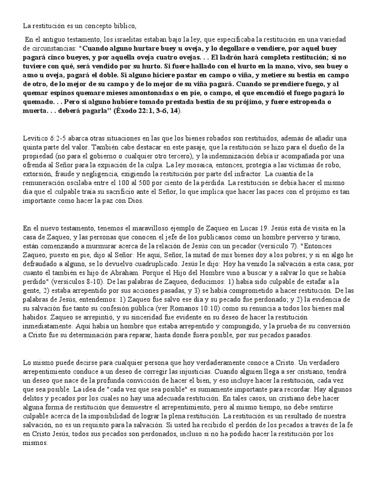 La Restitución Es Un Concepto Bíblico | PDF | Pecado | Salvación