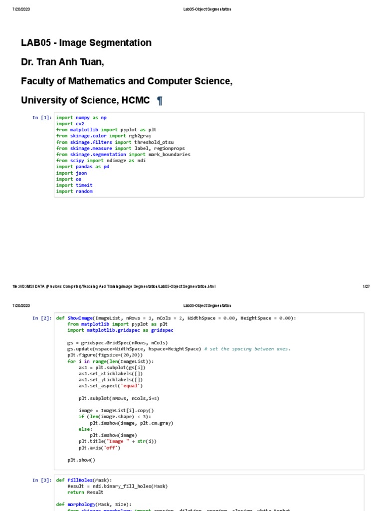 Lab05 Object Segmentation | PDF | Image Segmentation | Computing