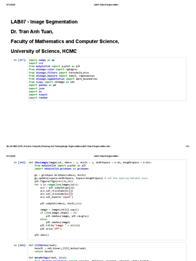 Lab07 Object Segmentation | PDF | Image Segmentation | Rgb Color Model