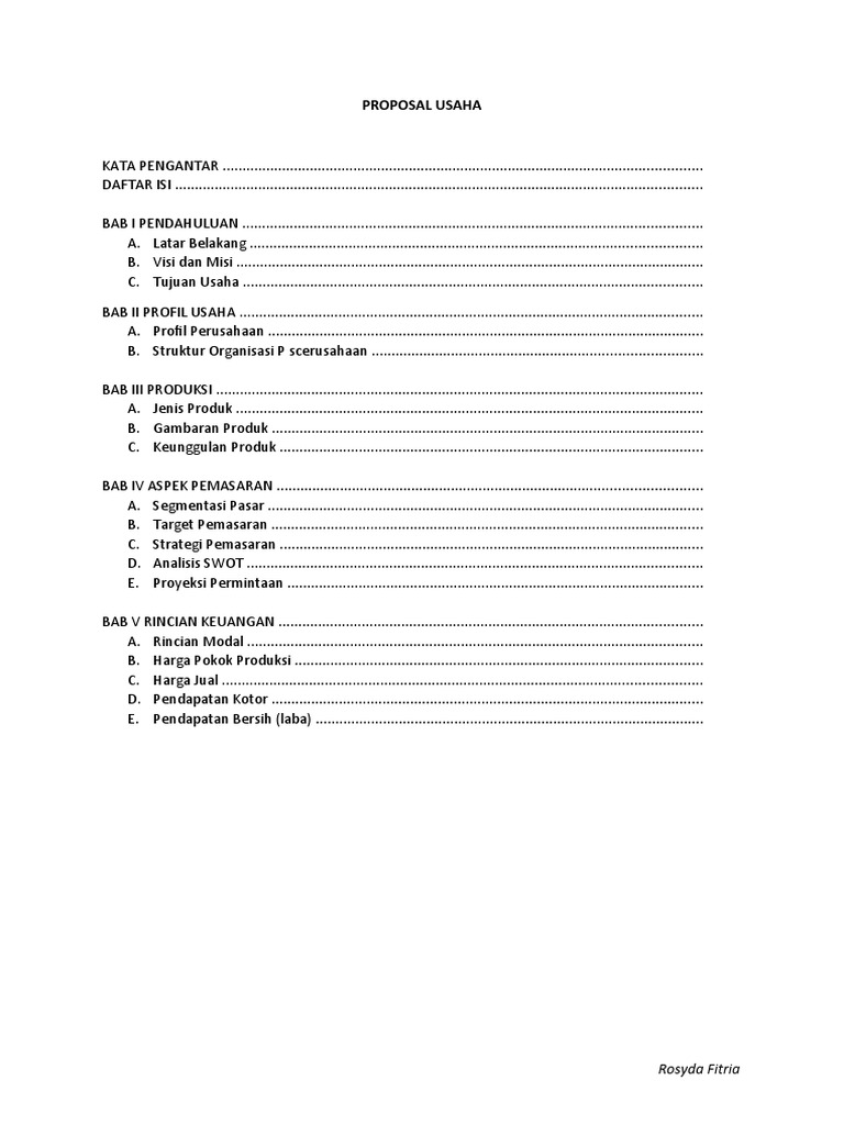 Format Proposal Usaha | PDF