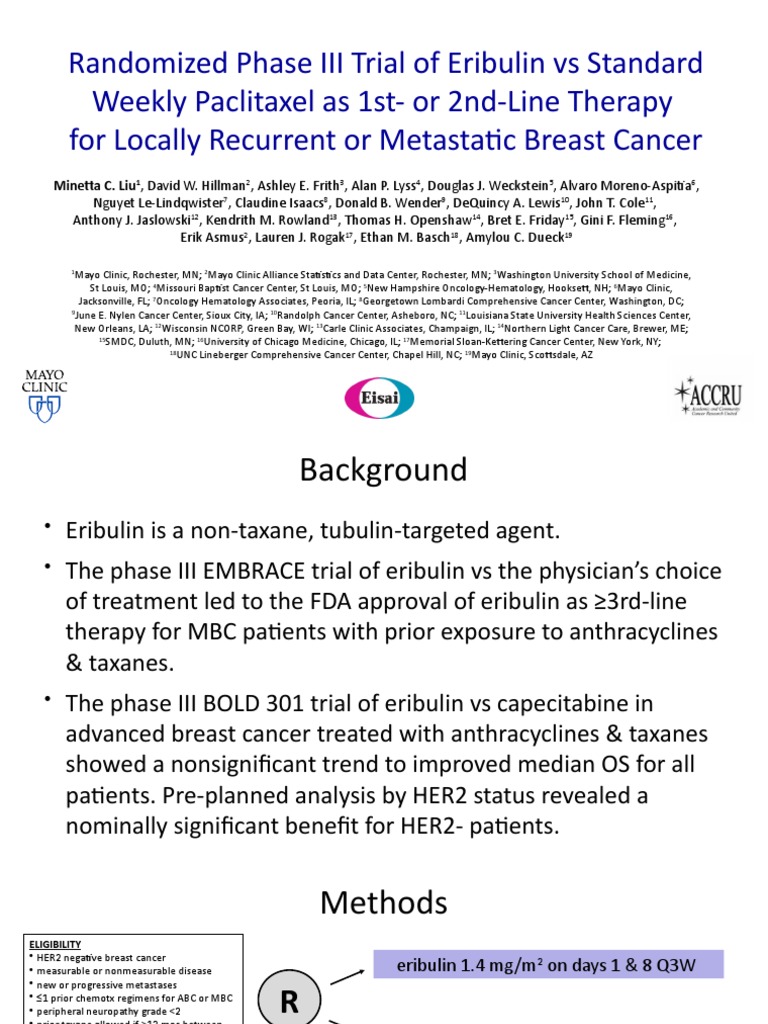 Randomized Phase III Trial of Eribulin Vs Standard Weekly Paclitaxel As ...