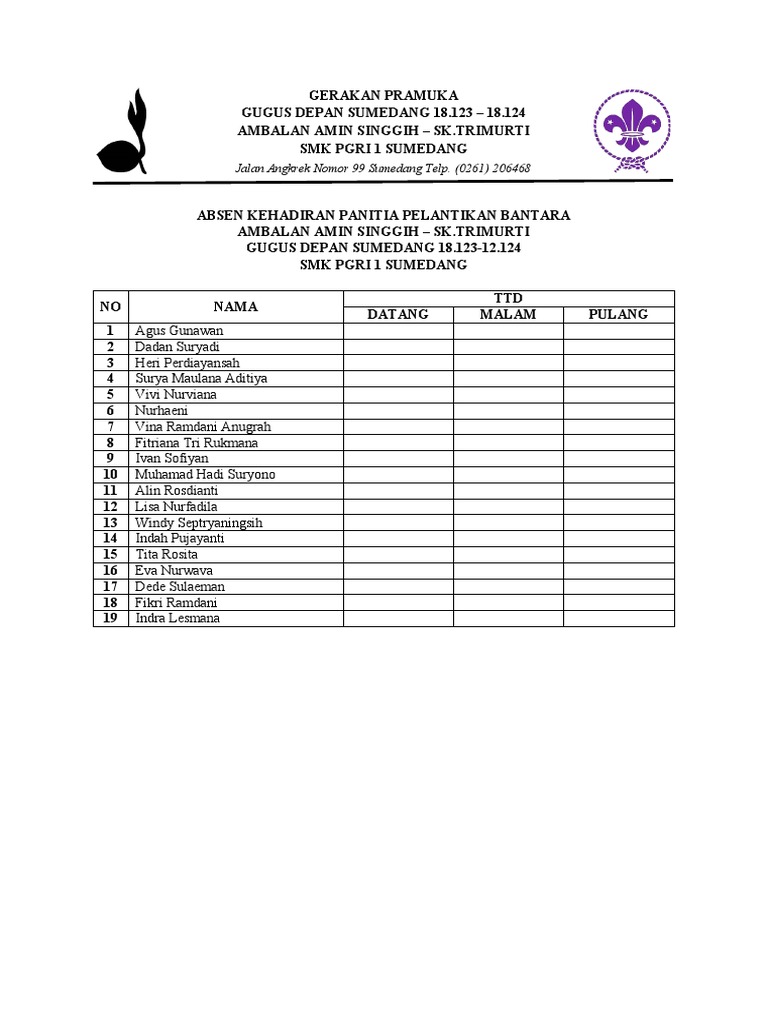 Absen Panitia Dan Peserta | PDF