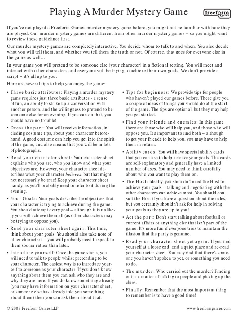 Playing A Murder Mystery Game | PDF