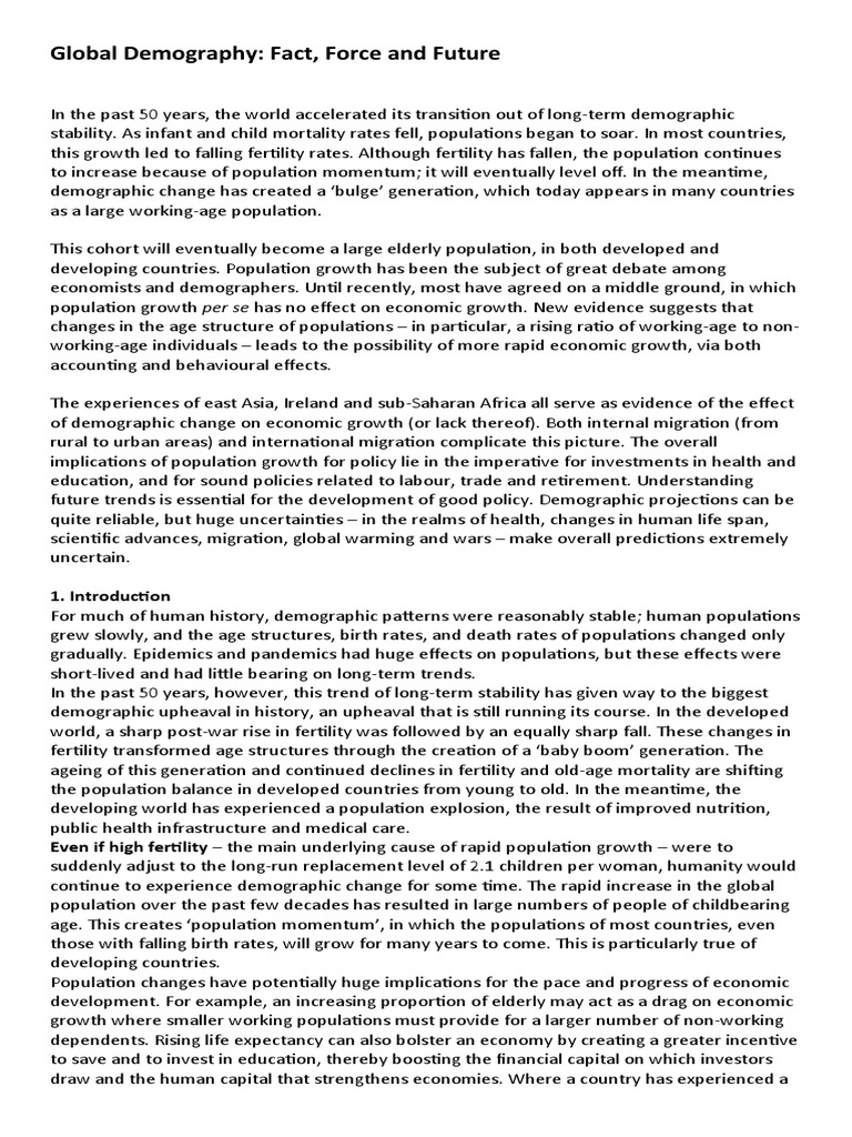 Global Demography Report | Download Free PDF | Economic Growth | Life ...