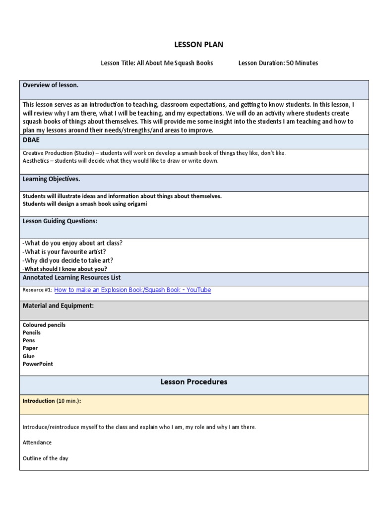 1 Intro Lesson | PDF | Lesson Plan | Classroom