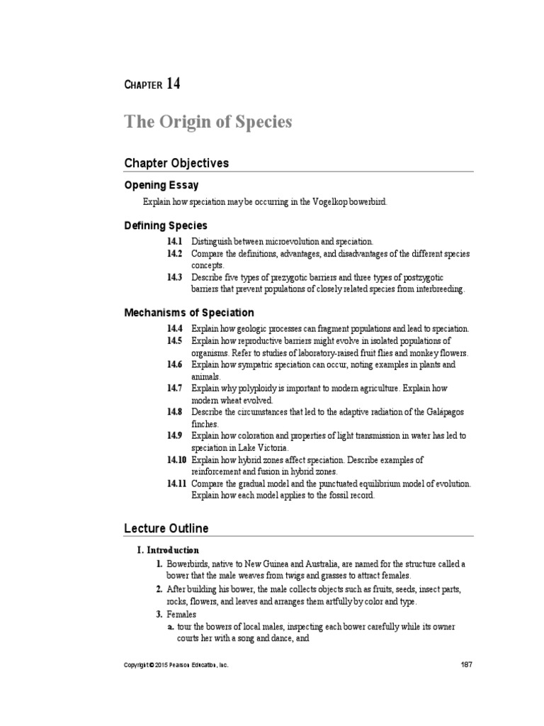 The Origin of Species: Chapter Objectives | PDF | Species | Evolution