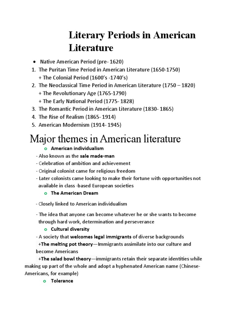 Overview of American Literary Periods | PDF | Romanticism