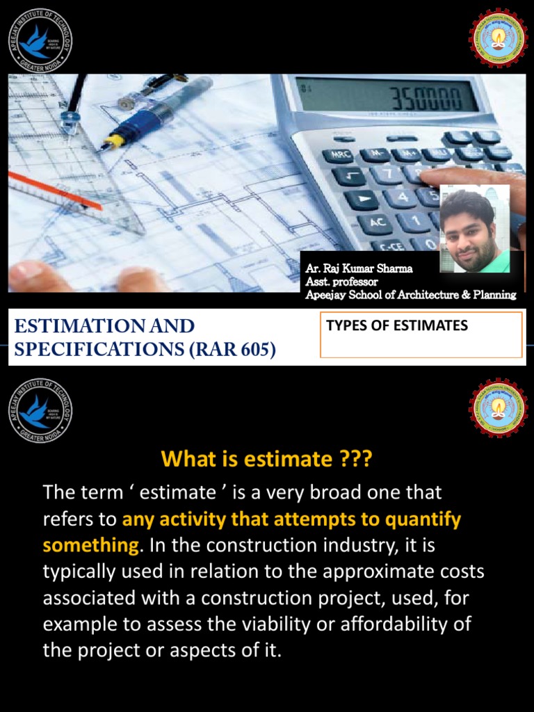Types of Estimates | PDF | Specification (Technical Standard) | Measurement