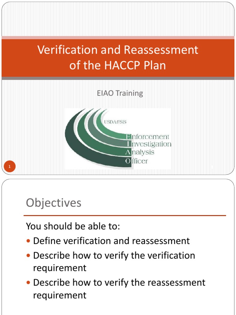 Validation, Verification and Reassessment of The HACCP | PDF | Verification And Validation ...