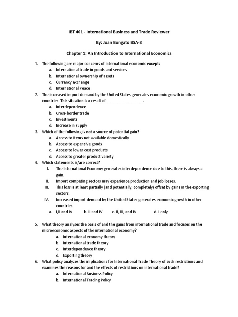 International Business & Trade Reviewer | PDF | Trade | International ...